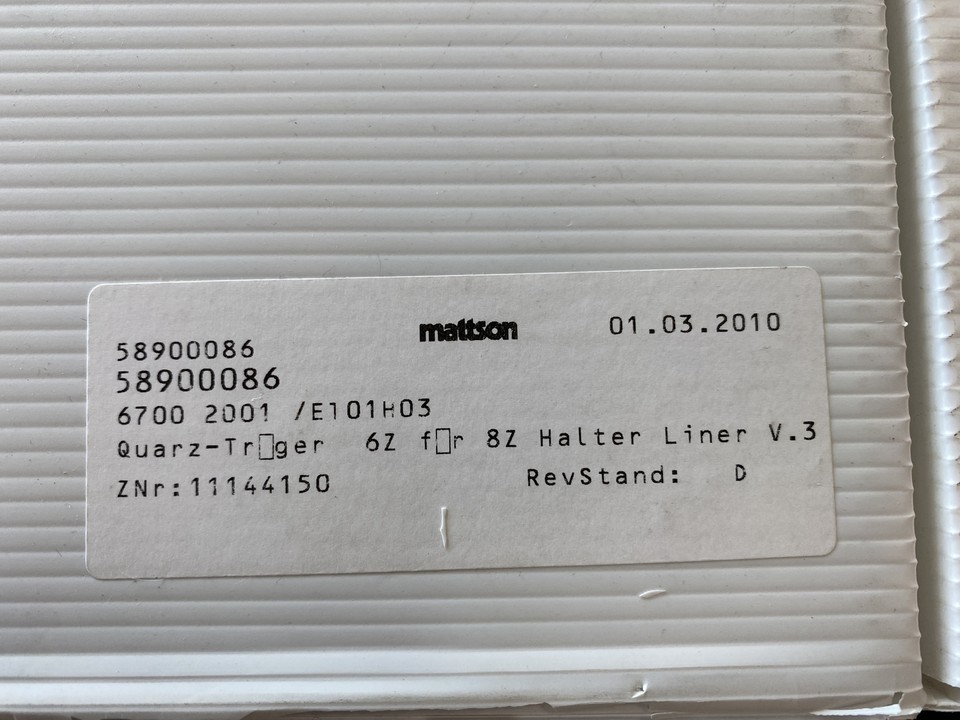Mattson Quartz Wafer Tray 6" PN: 58900086 REV: D | eBay