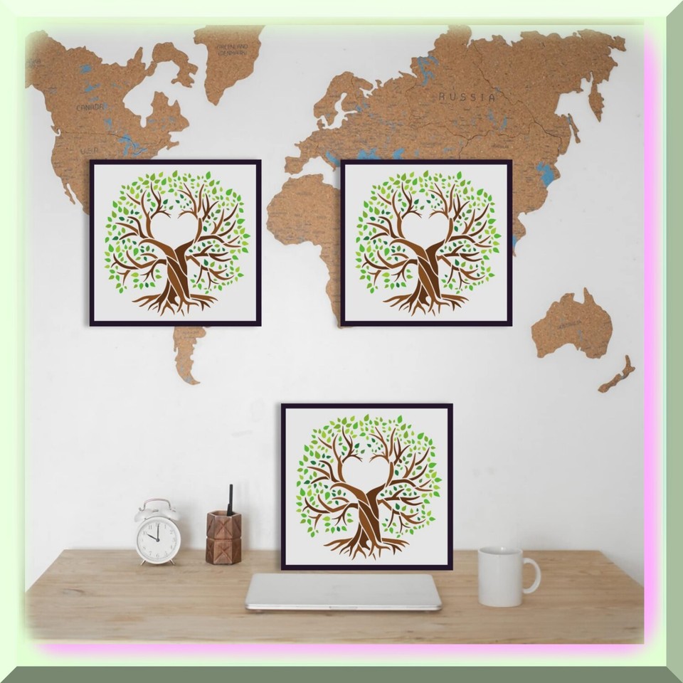 Heart Tree of Life Art: 11.8x11.8" Hollow Heart-Shaped Tree Painting ...