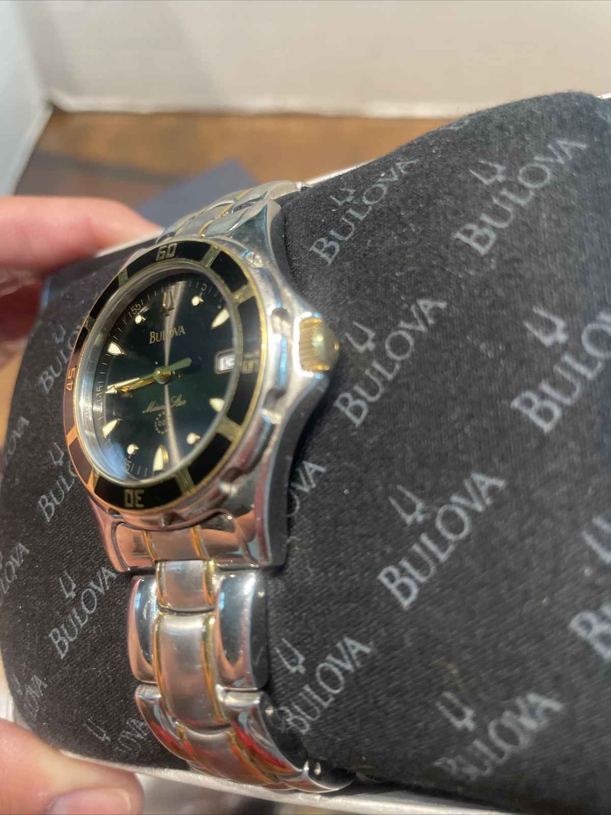 Bulova Men's Watch Quartz Marine Star Black Dial Two Tone Stainless ...