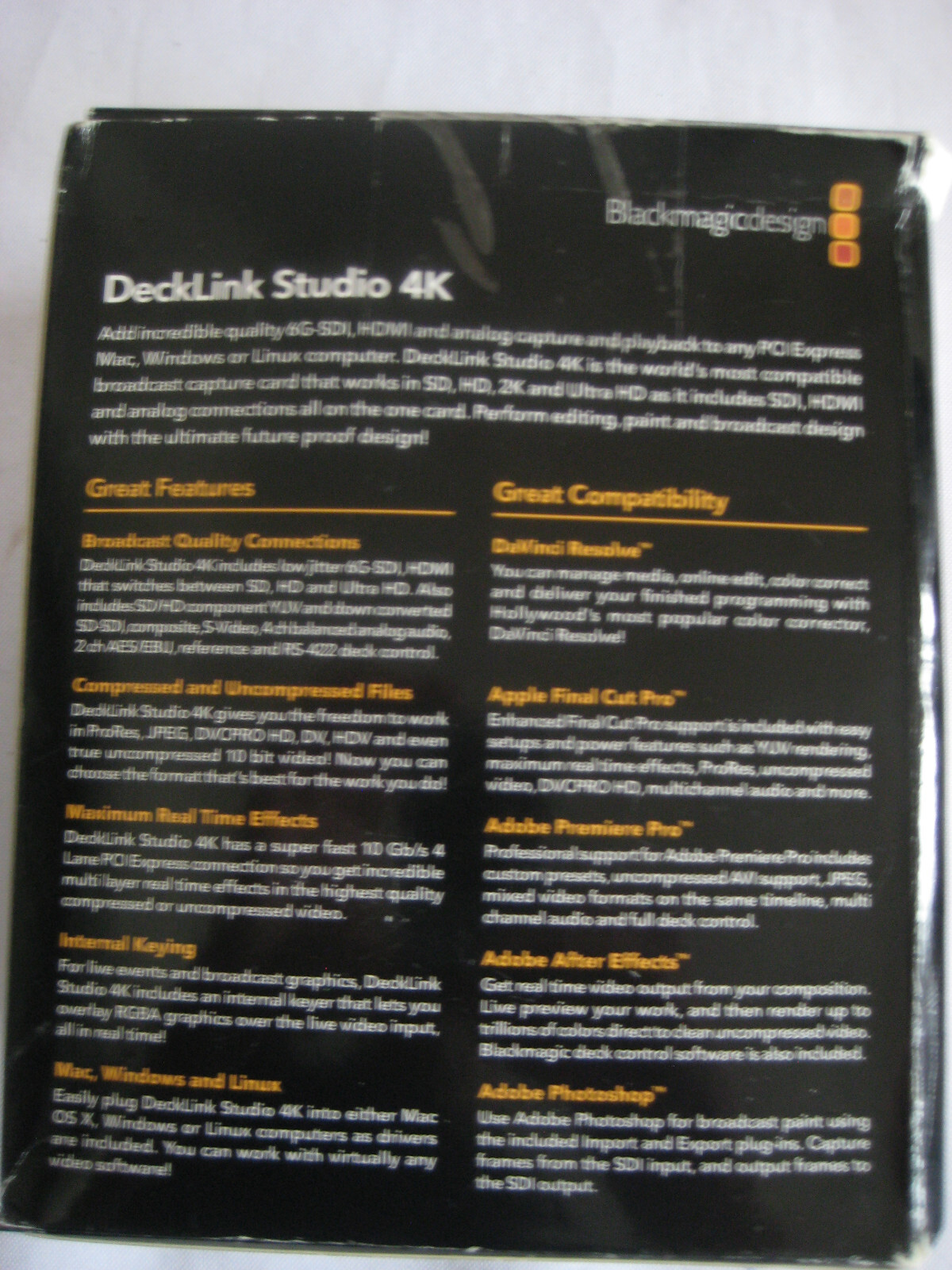 BlackMagic Decklink Studio 4K Video Editing Card/ 6g/sd/hd/2k/ultra hd ...