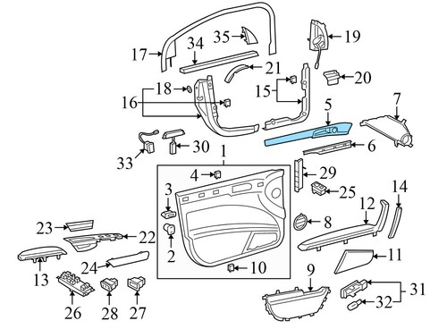 2004-2006 VW PHAETON - Front LEFT DOOR TRIM Panel W/ Speaker 3D0867101N ...