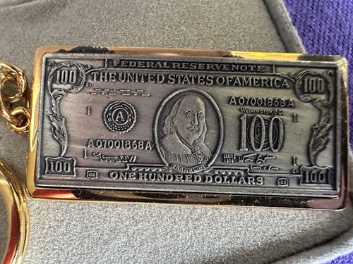 Vintage 1974 $100 Bill Key Chain with Pewter & Gold Plating by Envoy ...