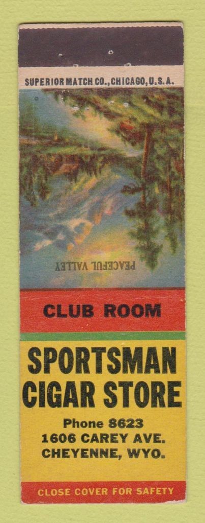 Matchbook Cover - Sportsman Cigar Store Cheyenne WY | eBay
