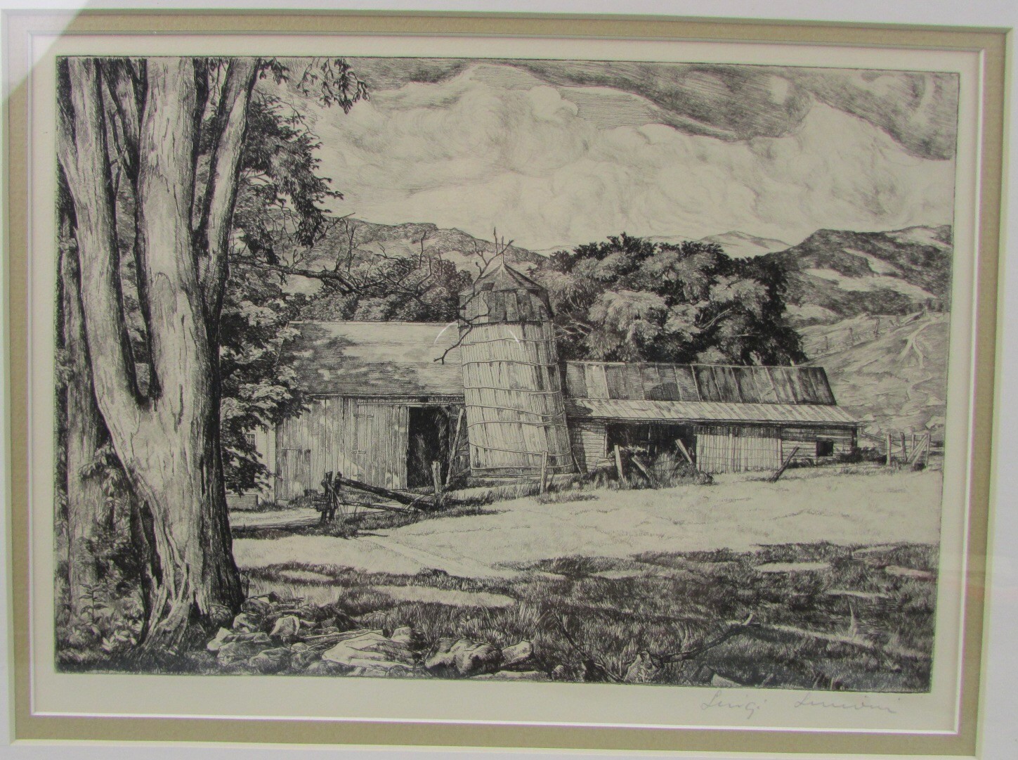 LUIGI LUCIONI THE LEANING SILO ETCHING AAA SIGNED ED. NICELY FRAMED EX ...