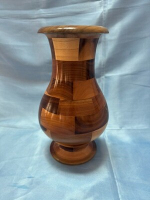 Handmade Honduras Segmented Inlaid Patchwork Mahogany turned Wood Vase ...
