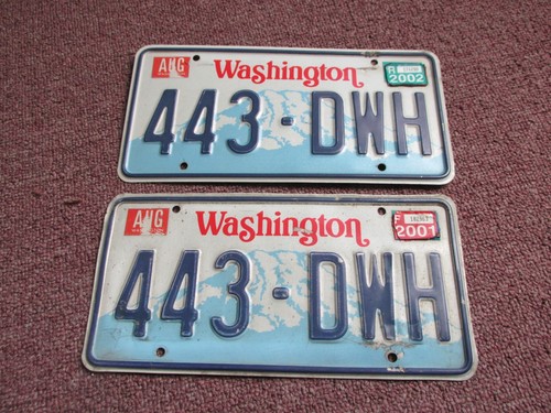 PAIR -- 1991 - 1997 - WASHINGTON STATE LICENSE PLATE PLATES -- w 2002 ...