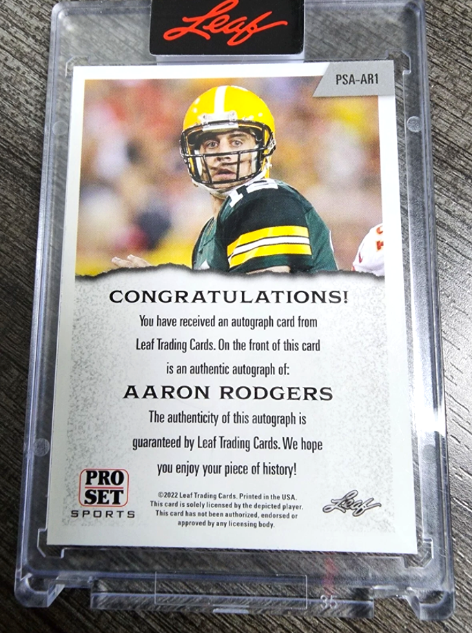 AARON RODGERS 2022 Leaf Pro Set Autograph Card NFL Packers Aaron ...