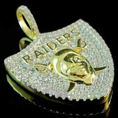Men's 1.50 Ct Round Diamond Oakland Raiders Charm Pendant 14K Yellow ...