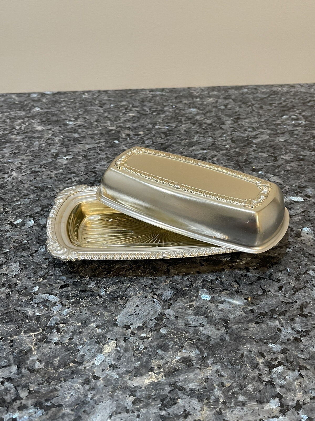 Vintage Chrome Plated Ornate Metal Butter Dish with Glass Insert 7-1/2 ...