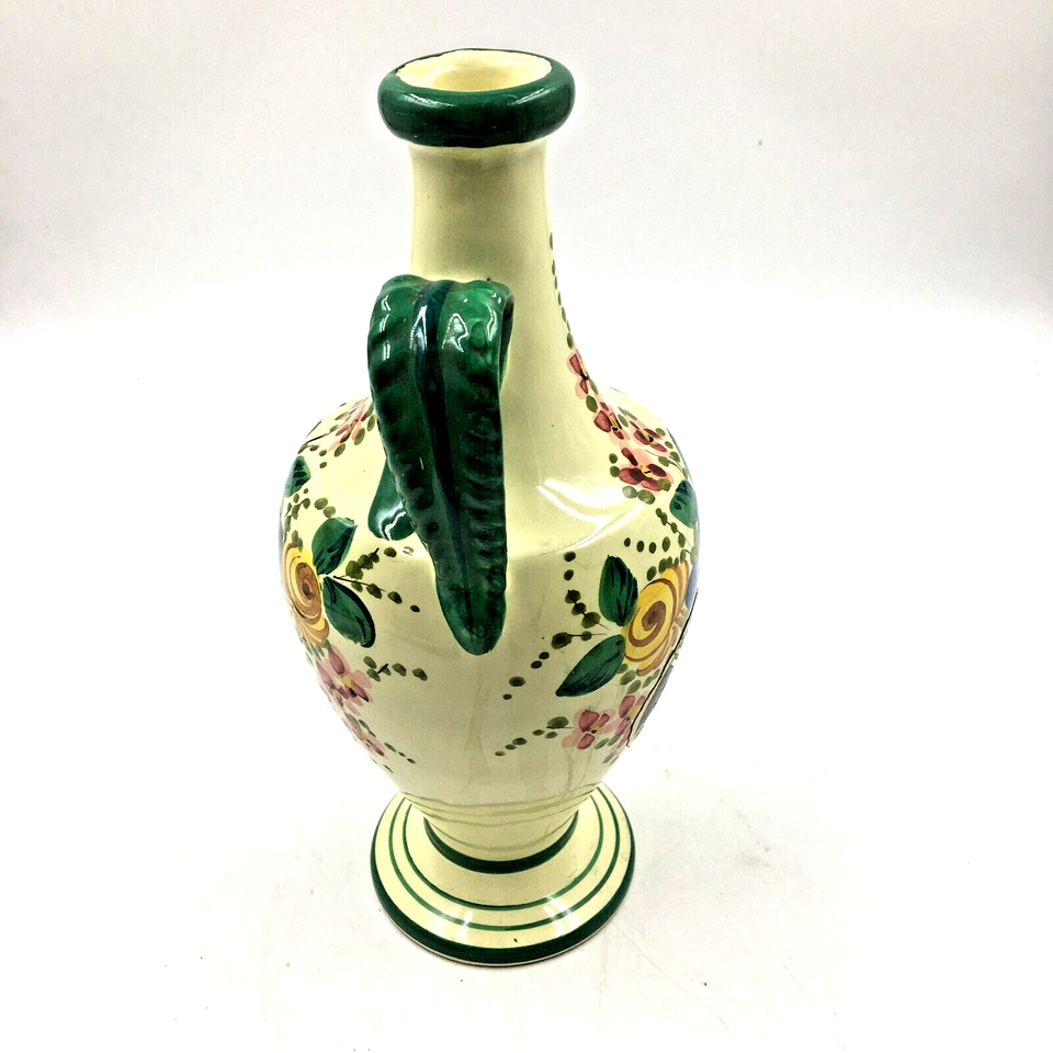 VTG Deruta Italy Hand Painted Decanter/Vase Floral Design 9.25 ...