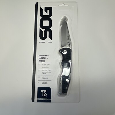 SOG Salute Mini Folding Bead Blasted Blade Black Handle Folder Knife ...