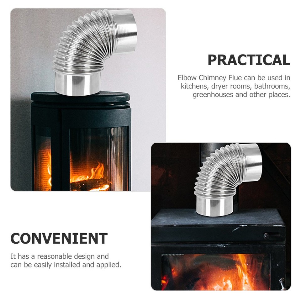 Flexible Stainless Steel Elbow Chimney Flue Stove Pipe Heating | eBay ...