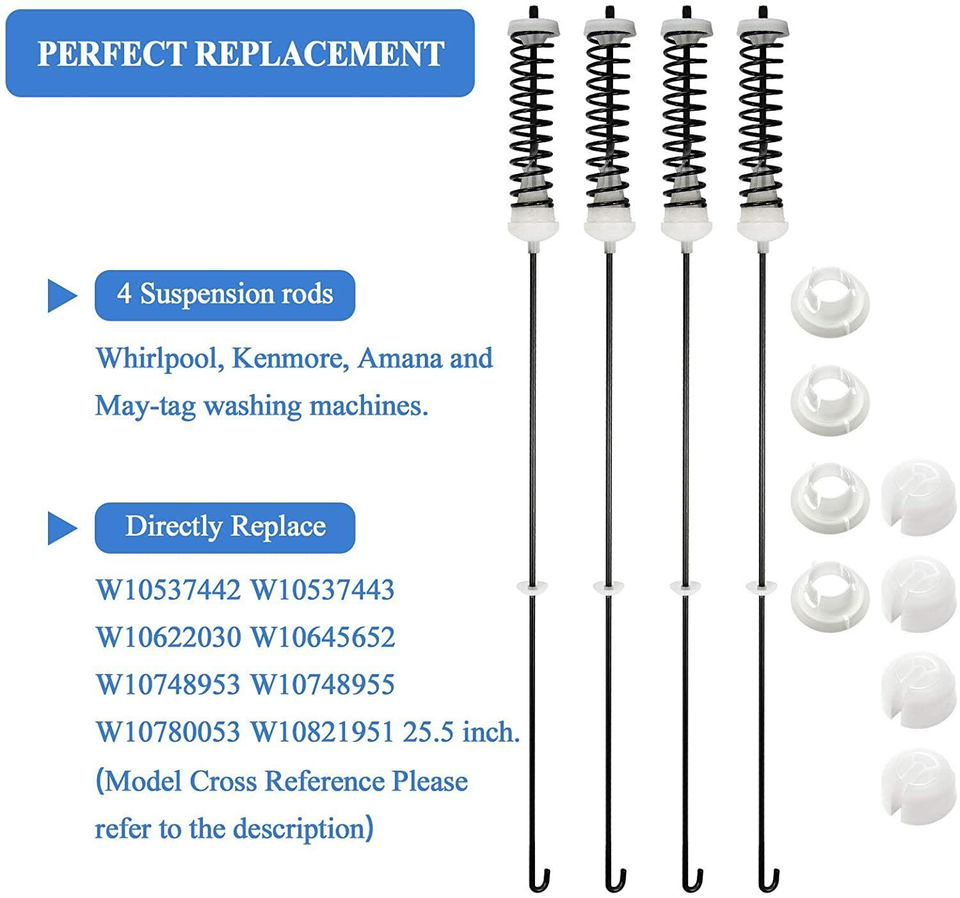 W10780048 Washer Suspension Rod Kit For Whirlpool Kenmore Washing ...