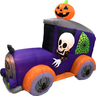 8ft Gemmy Airblown Inflatable Prototype Halloween Skeleton Haunted Car ...