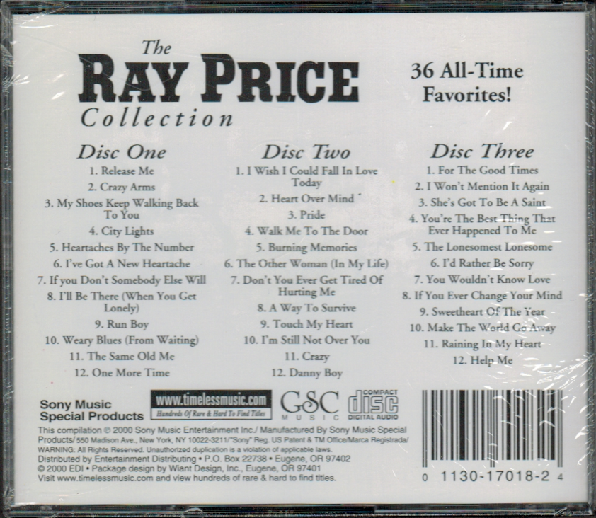 Music CD THE RAY PRICE COLLECTION 3 CD set Factory Sealed | eBay