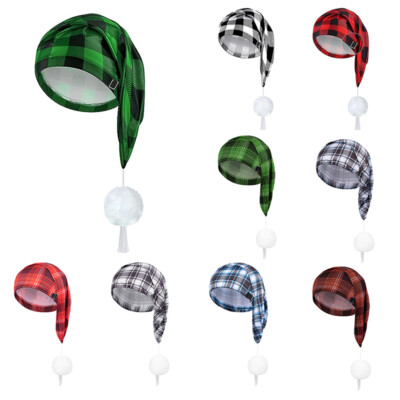 Mens Plaid Cap Soft Night Stocking Cap Elastic Band Sleeping Hat Night ...