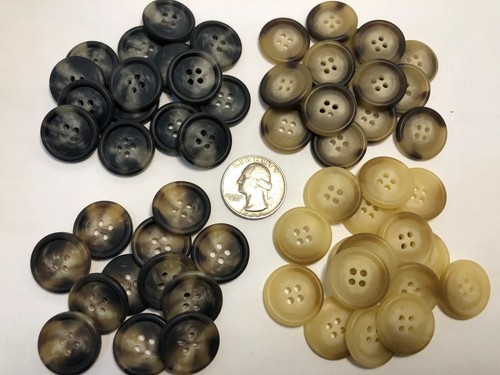 50 Bulk Large Buttons sized 13/16 in. 4 colors Brown,Lt Brown,Black ...