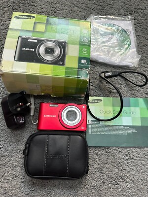 Samsung PL221 Digital Camera Red 16MP 10x Zoom Lens inc 4gb Memory Card ...
