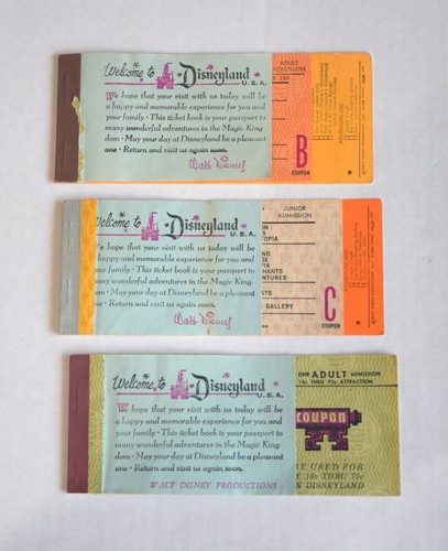 3 Vintage Walt Disney Disneyland Ticket Books w/ 2 Magic Coupons | eBay
