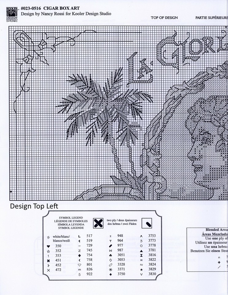Cigar Box Art Cross Stitch Pattern Cuba Cuban Havana Habana 4 languages ...