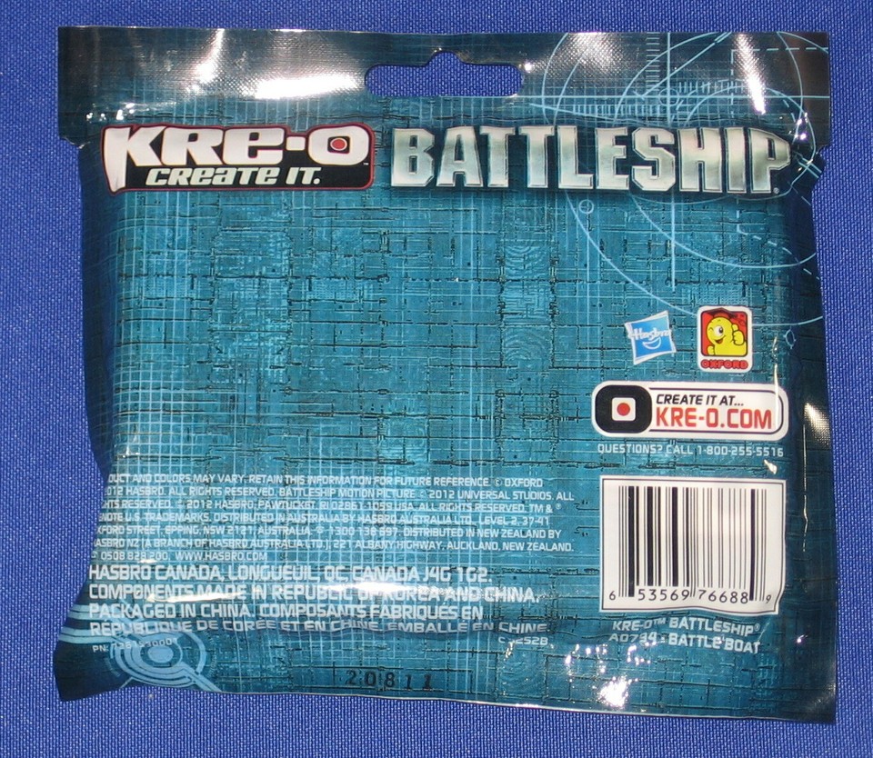 Kre-O Battleship Battle Boat + Driver Mini Figure 2012 MIP Hasbro Lego ...