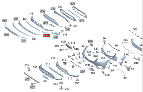 MERCEDES-BENZ GLC COUPE C253 FRONT RIGHT BUMPER MOLDING A2538852804 ...
