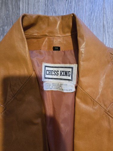 Vintage 1970’s Chess King Orange Brown Leather Jacket Sport Coat Size ...