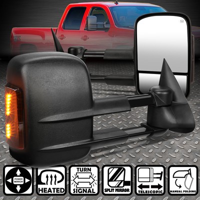 FOR 99-02 GM GMT800 POWER+HEATED+LED SMOKED LIGHT REAR VIEW TOWING ...