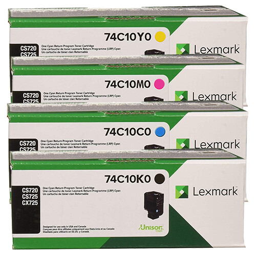 Lexmark 74C10K0,74C10C0,74C10M0,74C10Y0 Toner Cartridge Set (3,000 ...