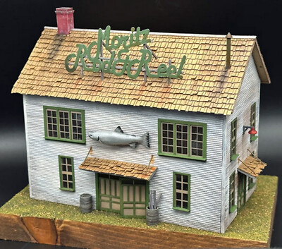 MORITZ ROD AND REEL N Scale Model Railroad Structure Unpainted Wood KIT ...