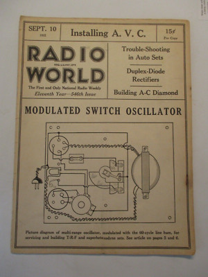 RADIO WORLD MAGAZINE SEPTEMBER 10, 1932 MODULATED SWITCH OSCILLATOR ...