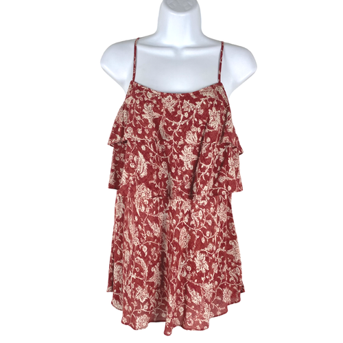 Peruvian Connection Becca Camisole Tank Top Size 2 Ruffle Red Floral ...