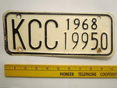 LICENSE PLATE Car Tag 1968 KANSAS CORPORATION COMMISSION KCC 19950 ...