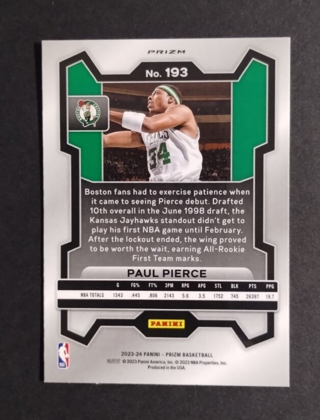 2023-24 Panini Prizm Basketball Paul Pierce RED CRACKED ICE Prizm #193 ...