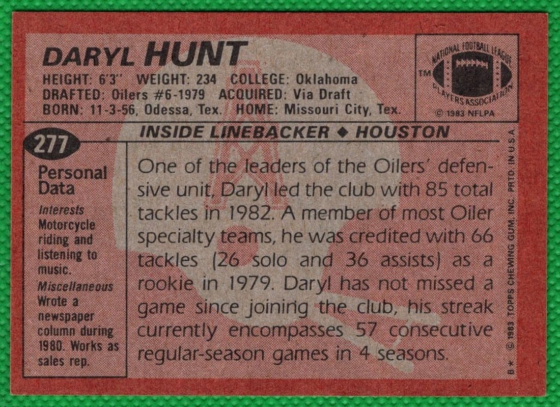 1983 Topps - #277 Daryl Hunt (RC) for sale online | eBay