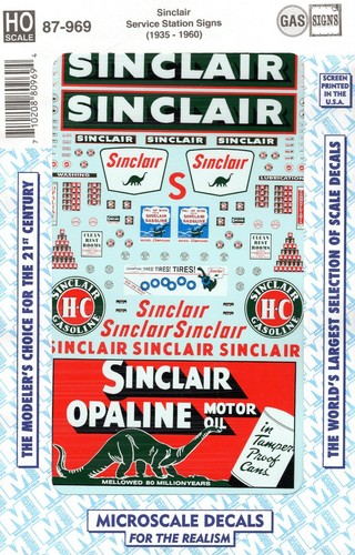 HO Scale Microscale 87-969 Sinclair Gas Station Sign Decal Set | eBay