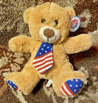 Plush tan Patriotic American Flag Tie Teddy Bear Stuffed Animal Stuffy ...