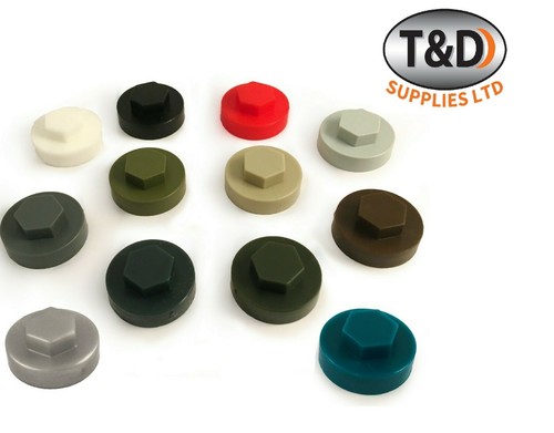 HEXAGONAL TEK SCREW COVER CAPS TO FIT 8mm (5/16") TEK SCREWS 19mm ...