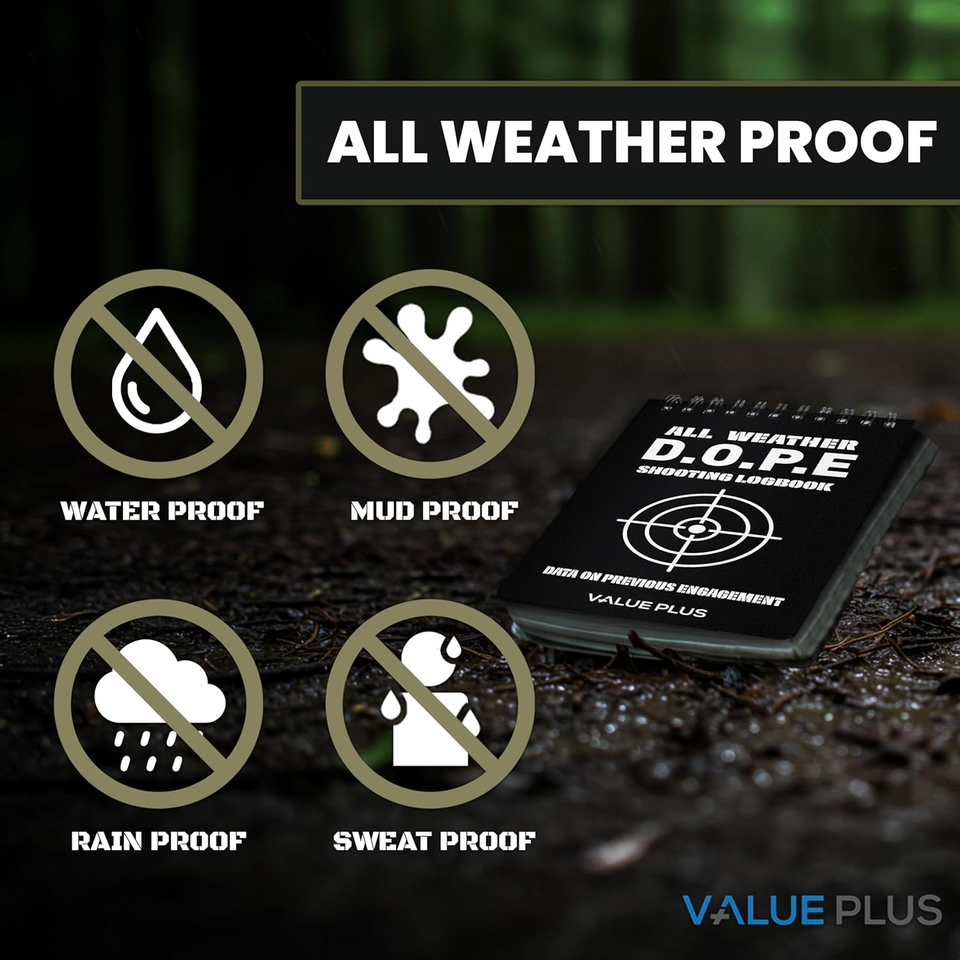 All Weather Proof DOPE Book for Rifle Shooting -Dope Log Book for the ...