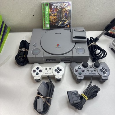 Sony PlayStation 1 PS1 Console Bundle 2 Controller 1 Game +gameshark ...