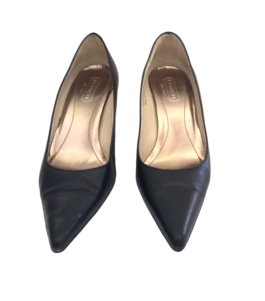 Coach Black Leather Stiletto Pumps Sz 7.5 Pointed Toe High Heels Made ...