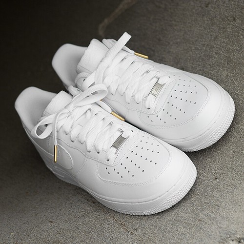 Laces Mr Lacy Flatties, Flat White Shoelace with Gold Metal Tip ...