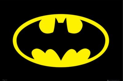 Batman Yellow & Black Logo Poster 24x36 -DC Comics Wall Art Print Home ...