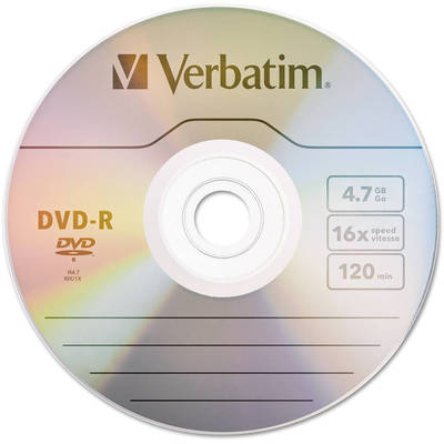 25 VERBATIM Blank DVD-R DVDR 16X 4.7GB Logo Branded Media Disc in Paper ...