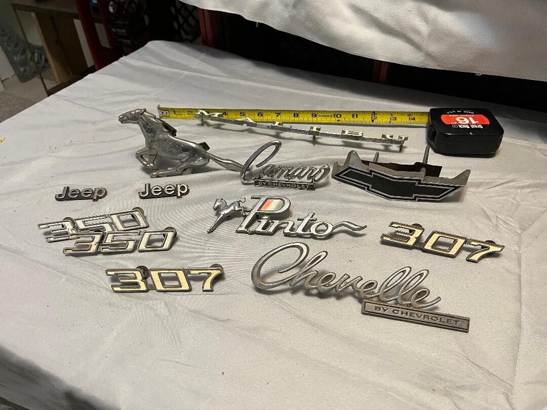 Lot of 12 pcs Vintage Emblems for Mustang Chevy Chevelle Camaro Pinto ...
