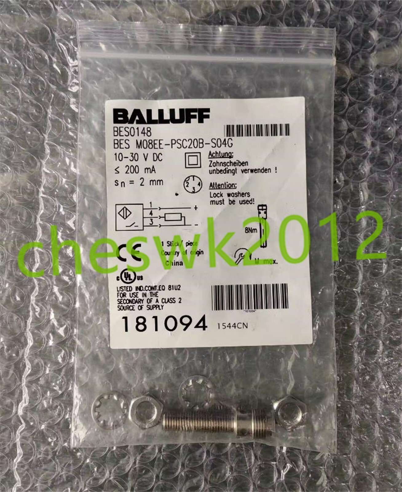 1 PCS New BALLUFF Proximity Switch Sensor BES0148 BES M08EE-PSC20B-S04G ...