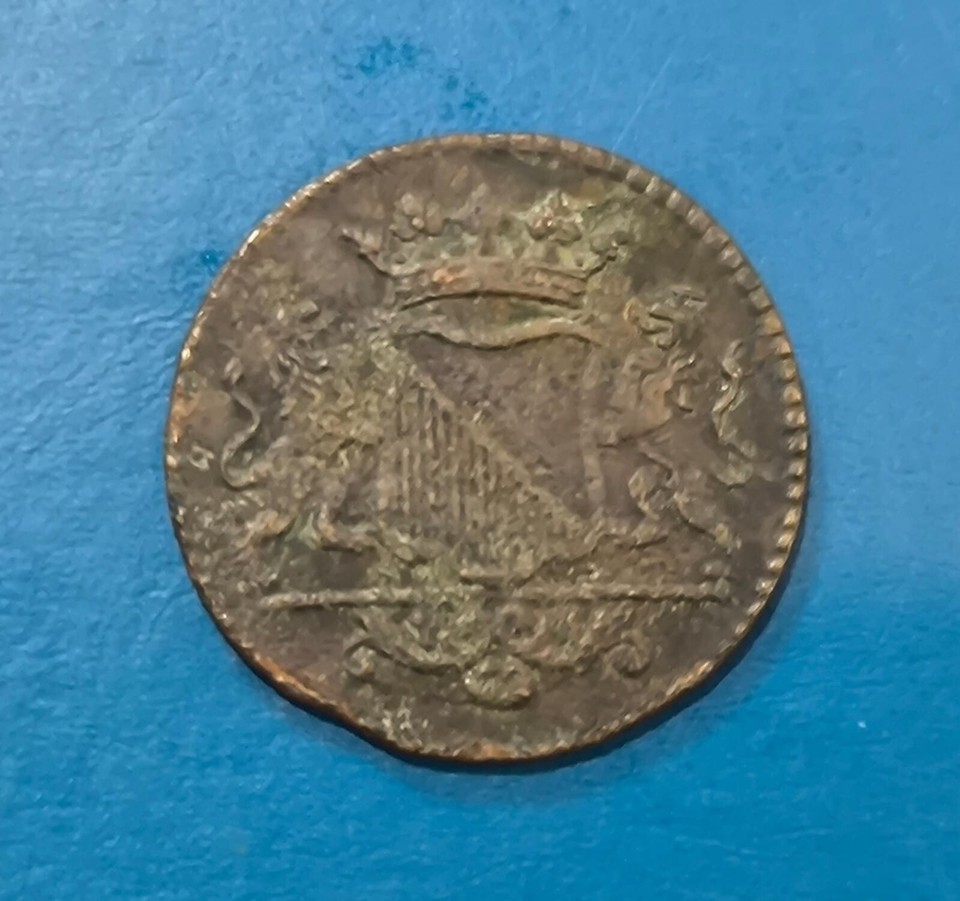 1742 Dutch Netherlands Colonial Voc Duit New York Penny Utrecht GRADE ...