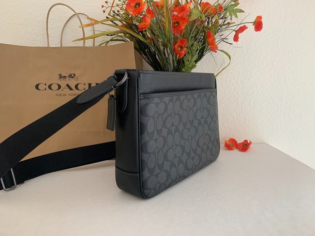 Coach CH078 Men's District Crossbody Signature Canvas&Leather Charcoal ...