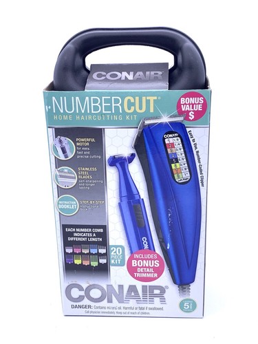 CONAIR NUMBER CUT 20-PIECE HAIRCUT KIT COLOR Number CODEd Clipper Kit ...