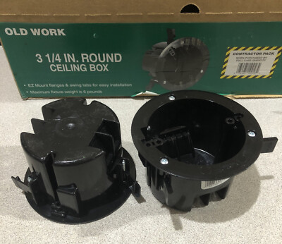 2 Pack Of Cantex Round Ceiling Box With Wing Tabs PVC 18 cu 3 3/8-In ...